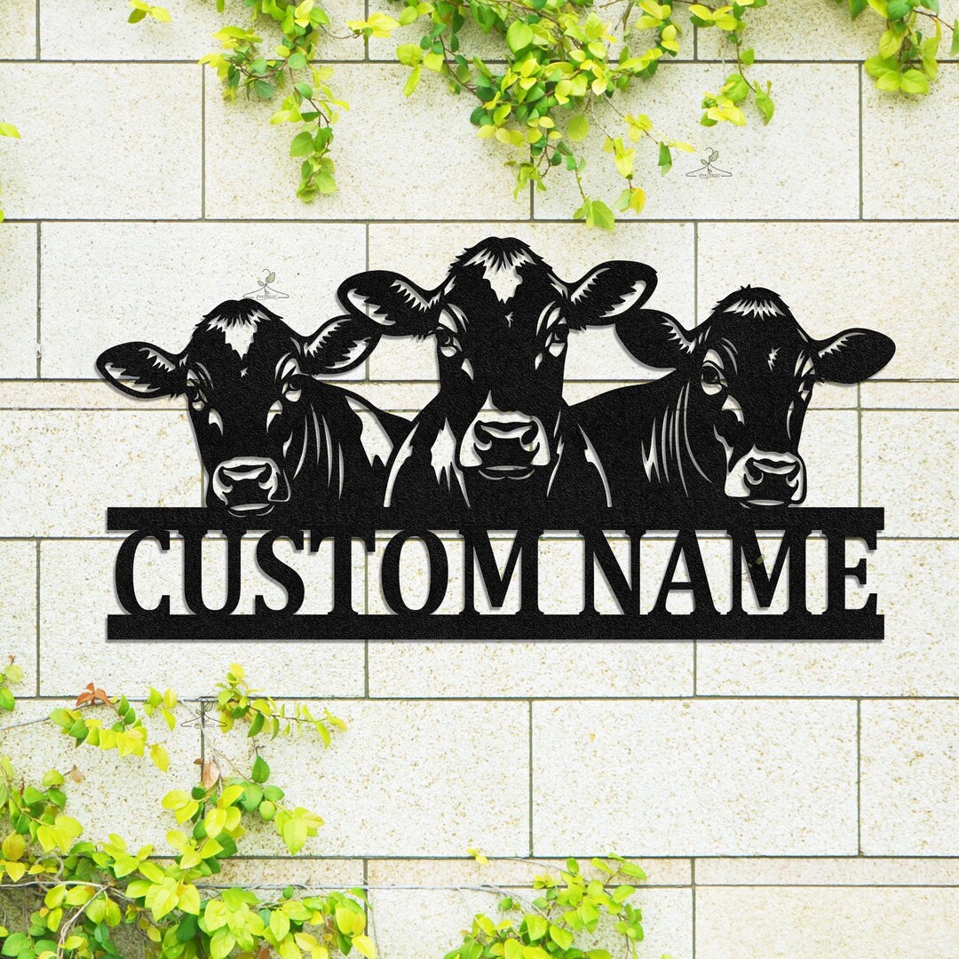 Personalized Cow Family Metal Sign, Custom Farmhouse Wall Decor, Farm ...