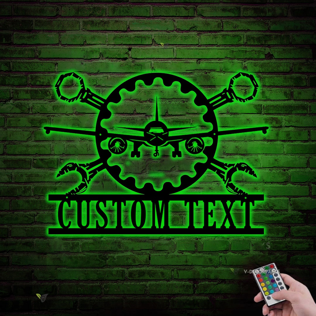 Personalized Aircraft Mechanic Metal Wall With Led Lights, Custom ...
