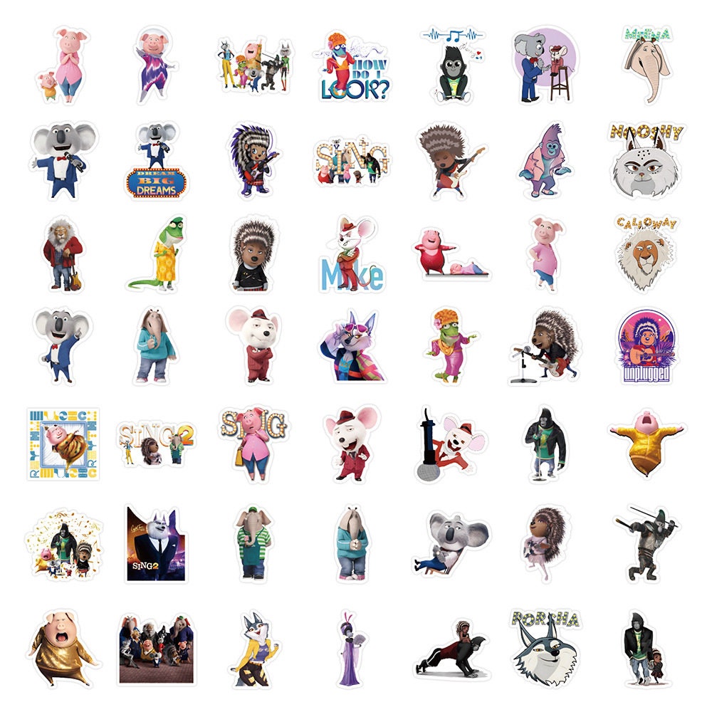 50 Sing Movie Stickers/helmet Sticker/scrapbooking/sticker Pack - Etsy