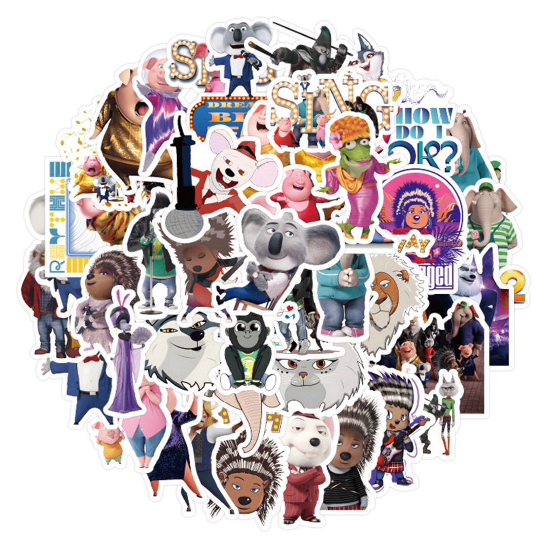 50 Sing Movie Stickers/helmet Sticker/scrapbooking/sticker Pack - Etsy
