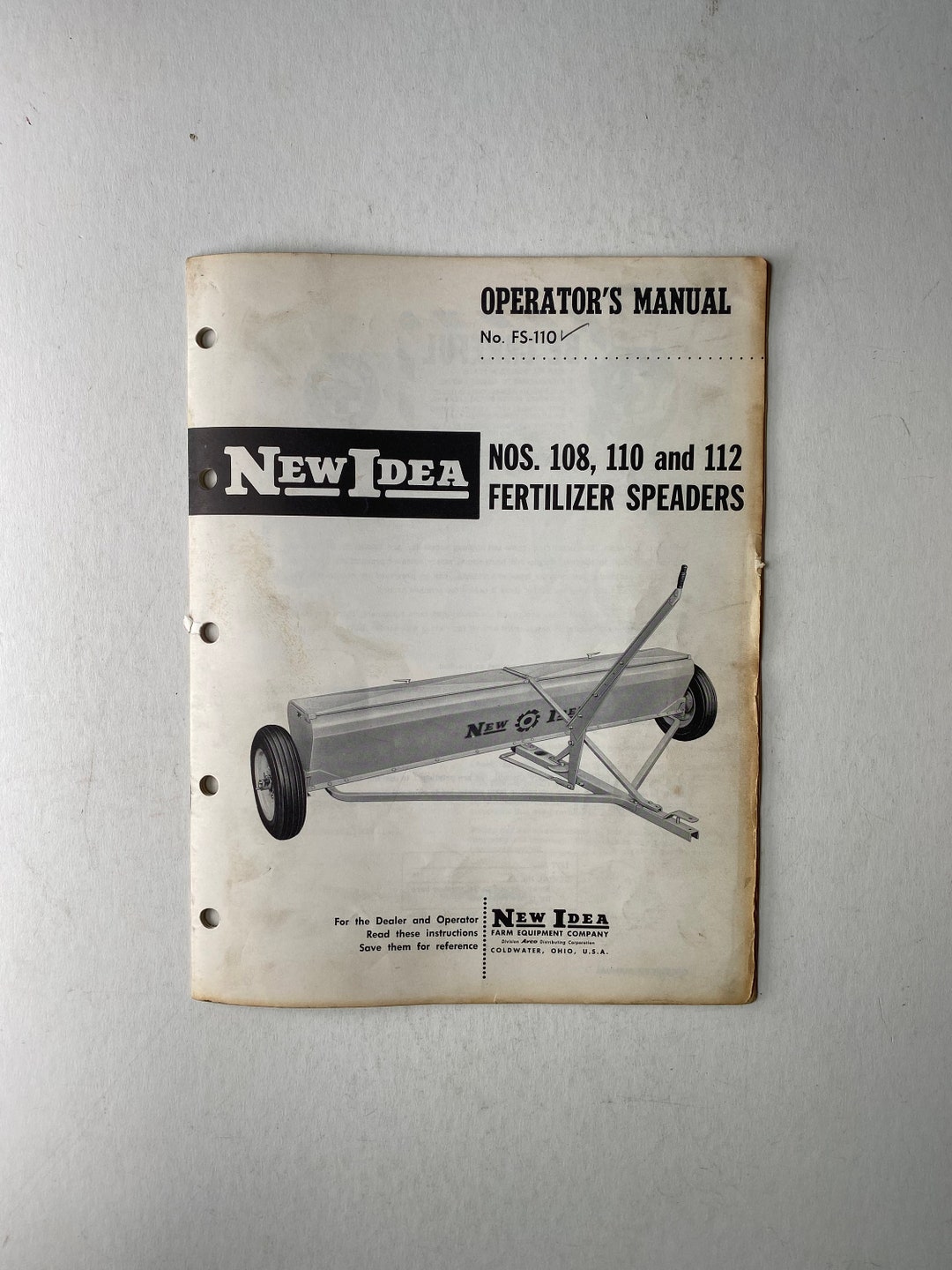 Original 1964 New Idea Farm Equipment Nos. 108, 110 and 112 Fertilizer ...