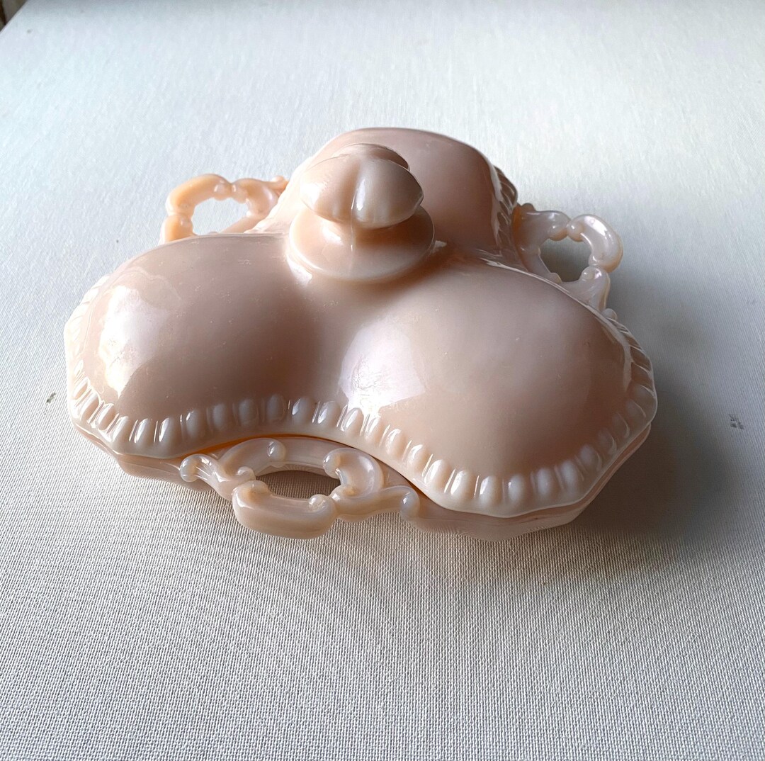 Beautiful Cambridge Crown Tuscan Pink Slag Glass Divided Covered Dish ...