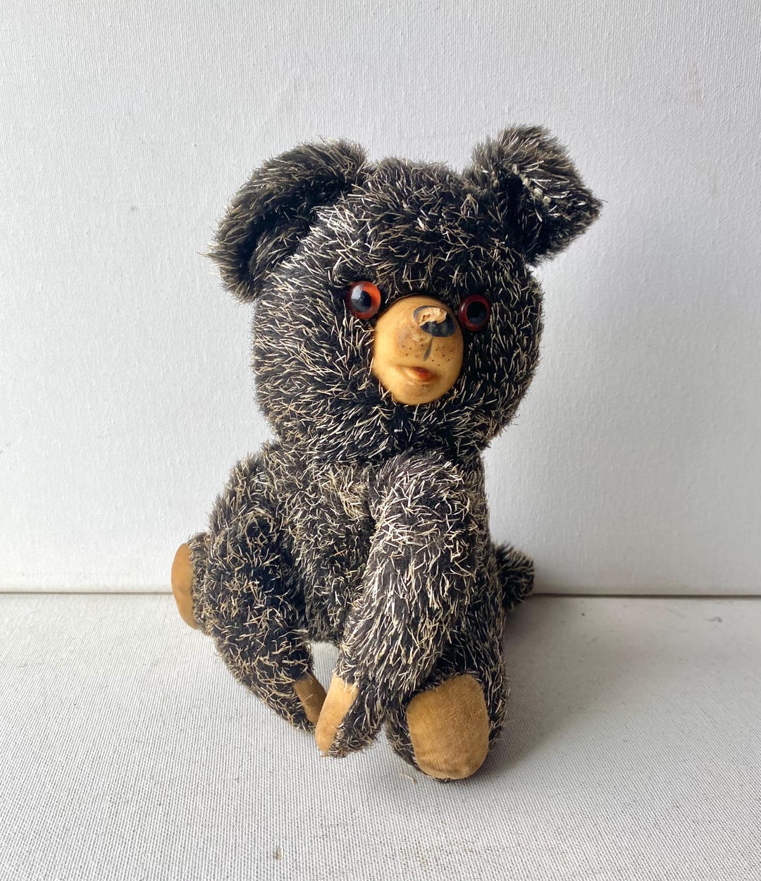 Vintage 8” Wood Shaving Filled Teddy Bear - Posing Wire in Ears and ...