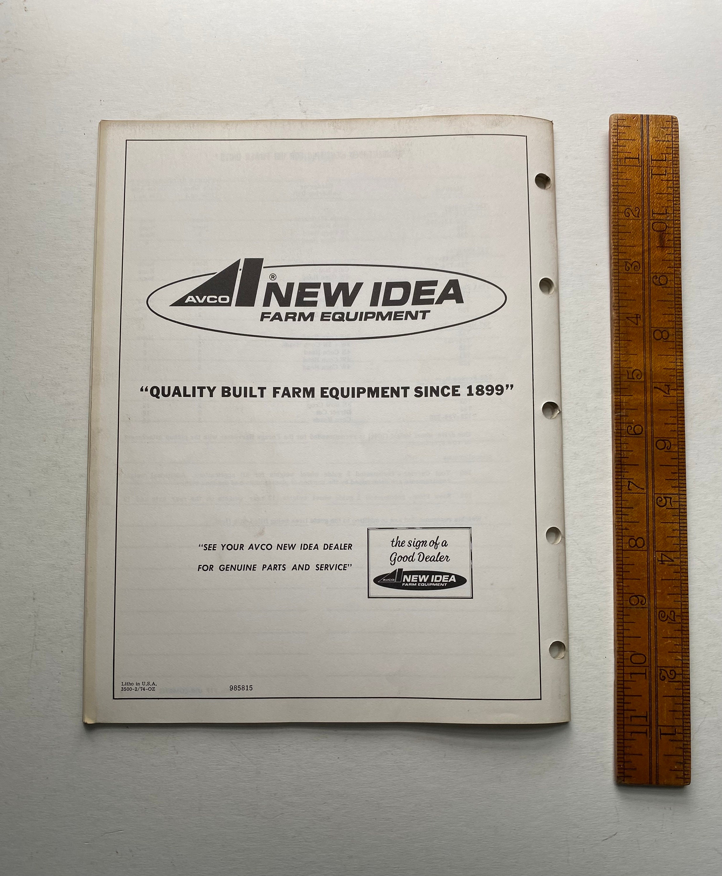 Original 1974 AVCO New Idea Farm Equipment No. 717 Uni-combine Operator ...