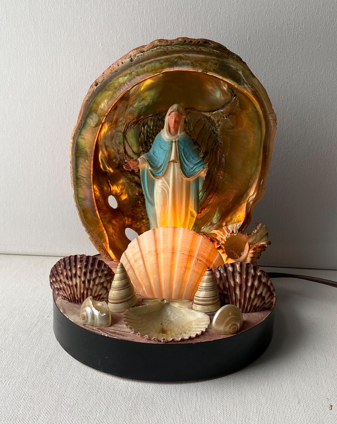 Vintage Virgin Mary Abalone Shell TV Lamp Night Light - Etsy