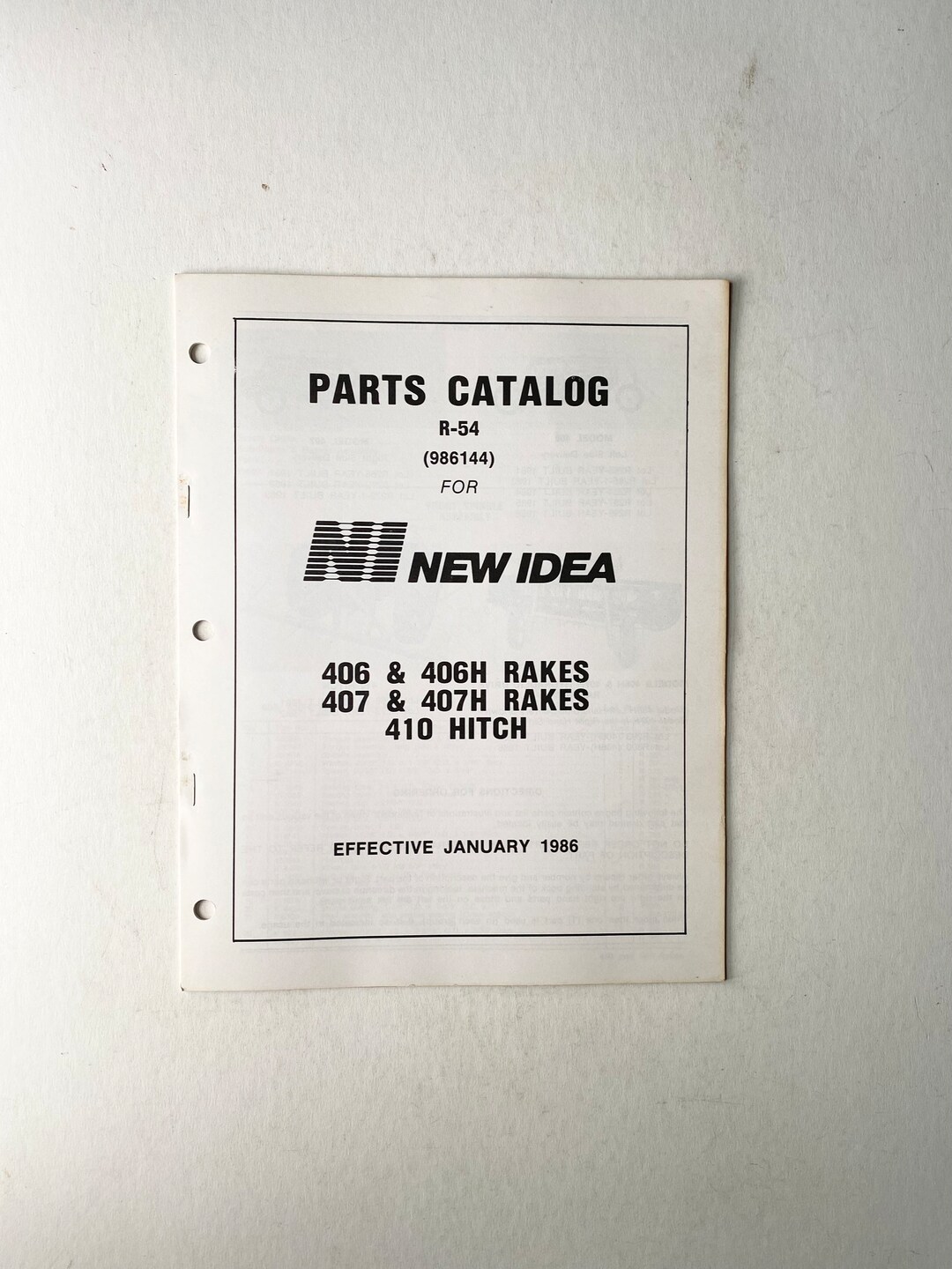 Original 1986 New Idea Farm Equipment No. 406, 406H, 407, 407H & 410 ...