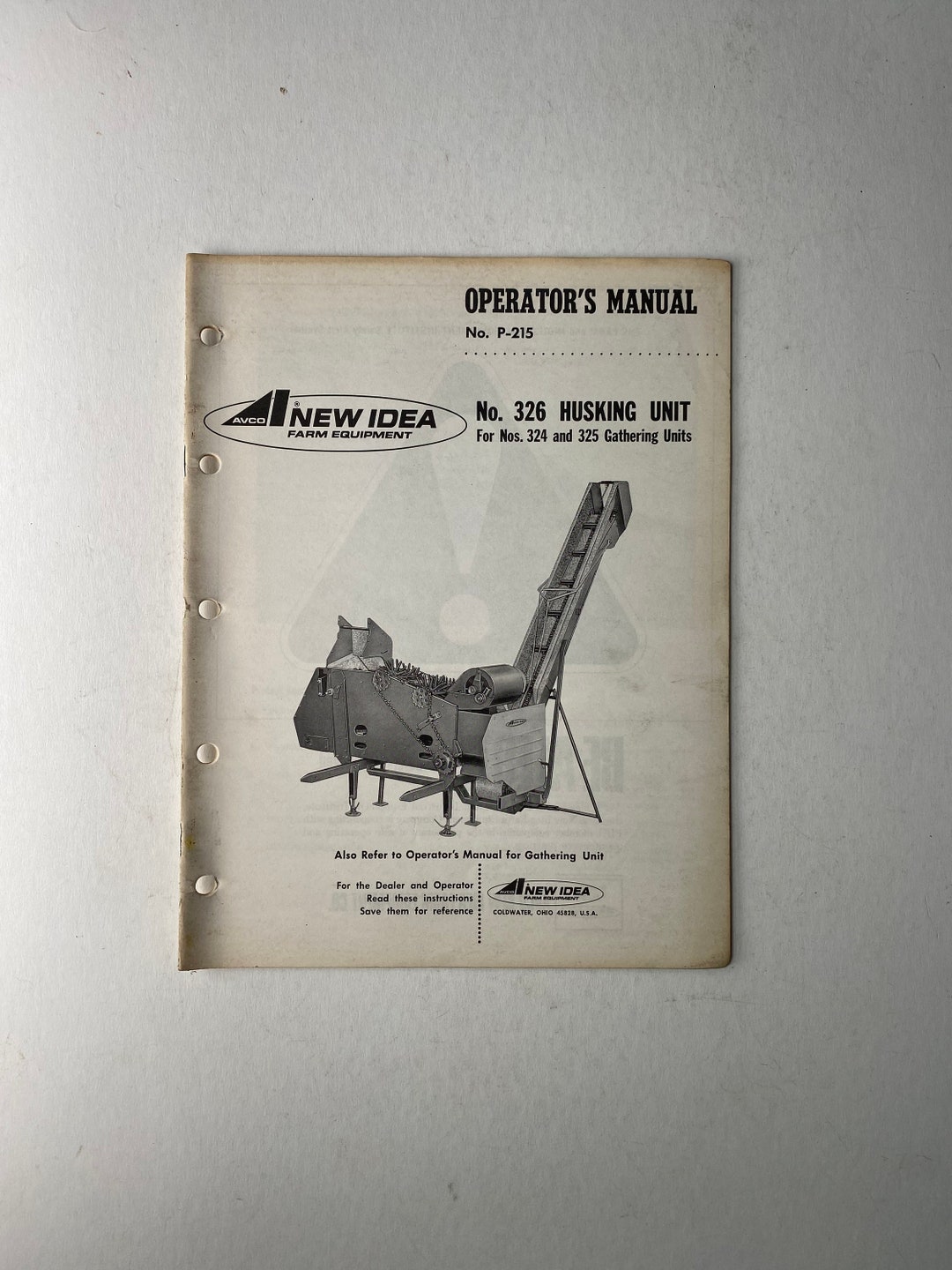 Original 1971 Avco New Idea Farm Equipment No. 326 Husking Unit ...