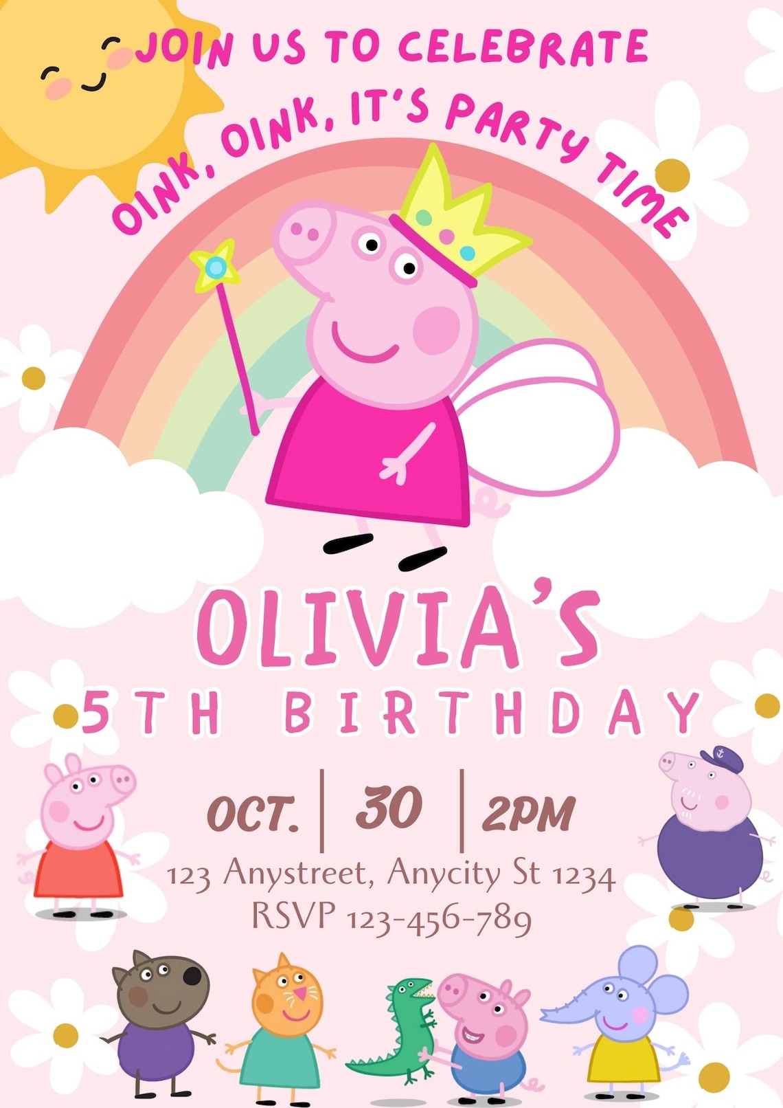 Invitación de cumpleaños de Peppa Pig / Invitación de Peppa - Etsy España