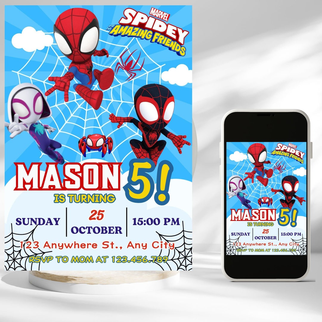 Spidey Birthday Invitation Spidey and His Amazing Friends - Etsy Australia