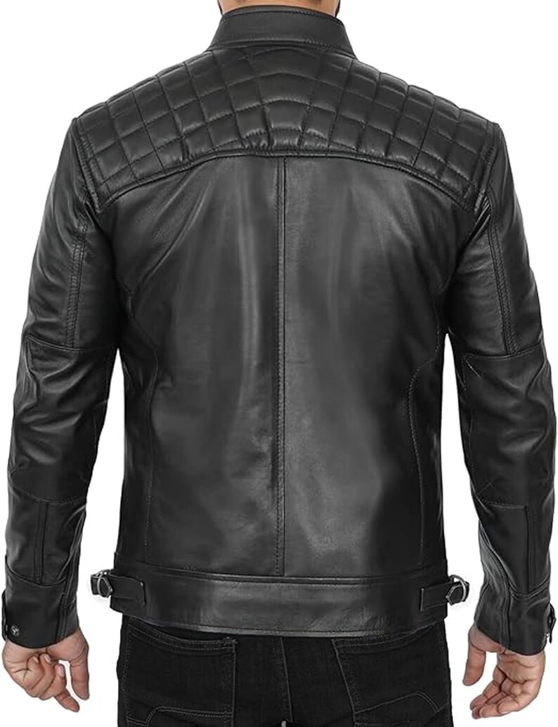Handmade Leather Jacket Men Cafe Racer Style Leather Mens Motorcycle ...