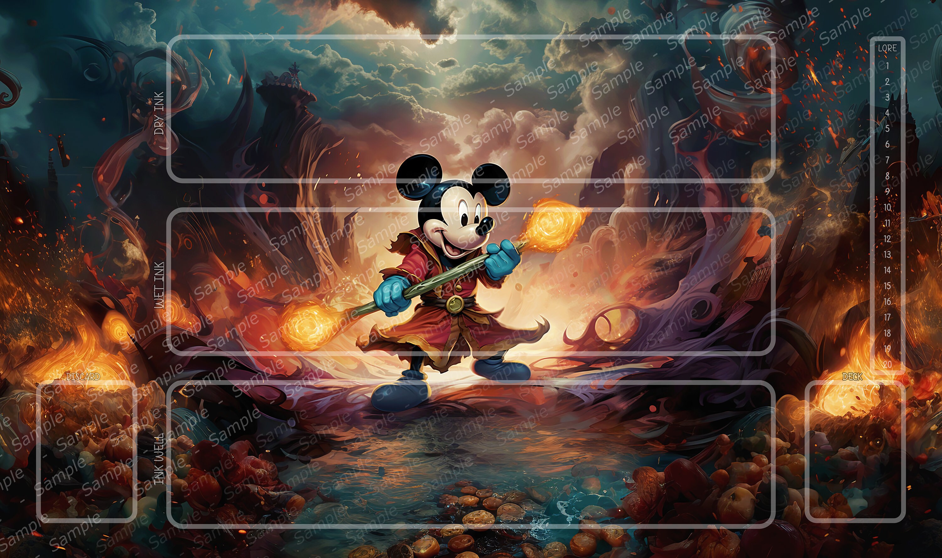 Lorcana Playmat Artwork Battle Mage Mickey With/without Playzones - Etsy UK