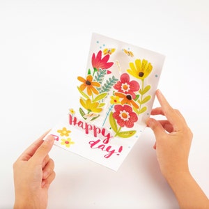 Blooming Wishes - Flower Pop up Greeting Card With Envelope - Unique 3D ...