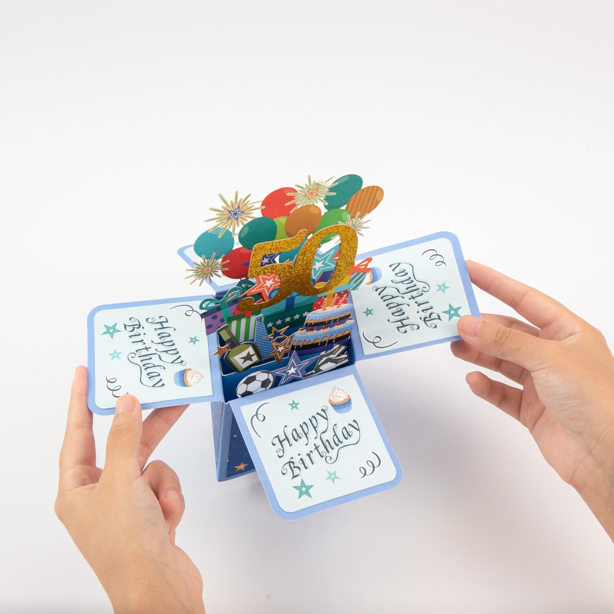 Happy 50th Birthday Surprise Box Pop up Birthday Card With Envelope ...