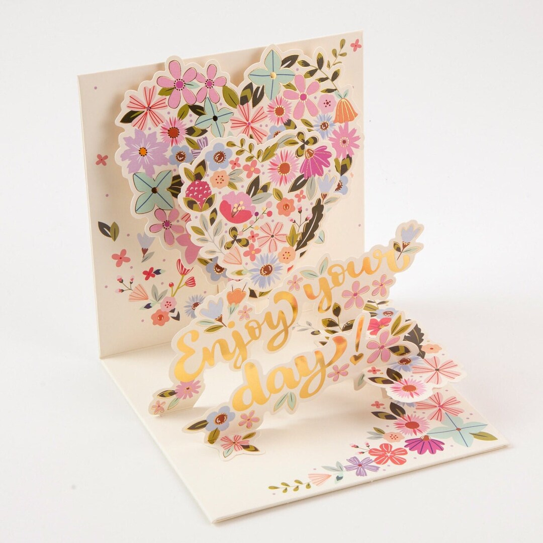 Blossom Heart Pop up Flower Greeting Card With Envelope Unique 3D ...