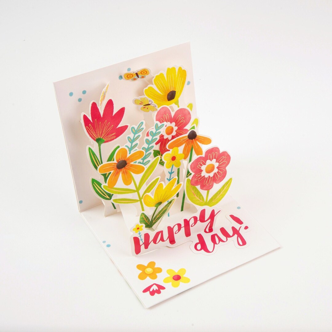 Blooming Wishes - Flower Pop up Greeting Card With Envelope - Unique 3D ...