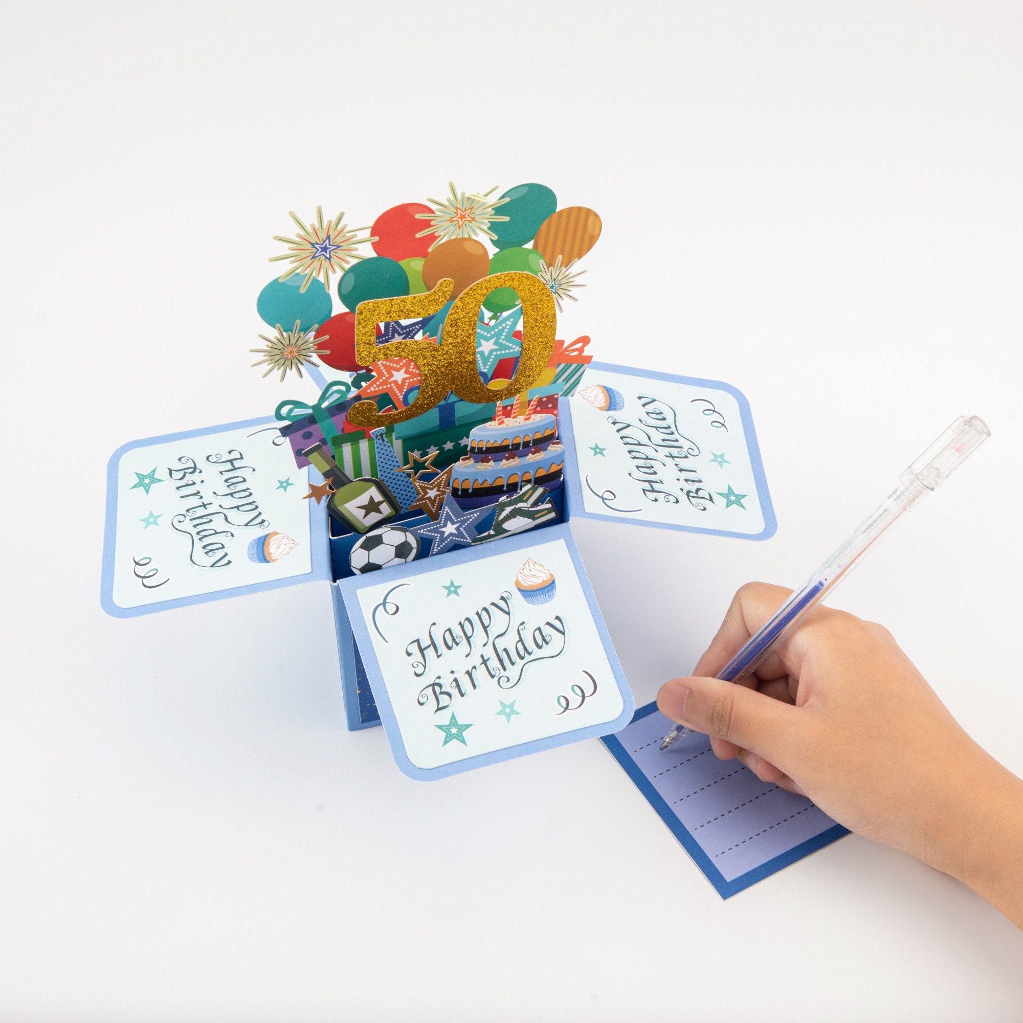 Happy 50th Birthday Surprise Box Pop up Birthday Card With Envelope ...