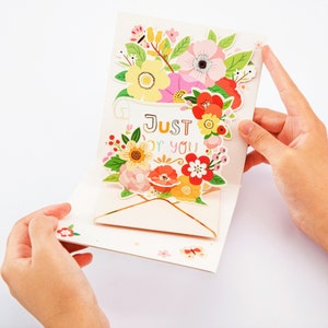 Enveloped in Blooms - Pop up Greeting Card With Envelope - Unique 3D ...
