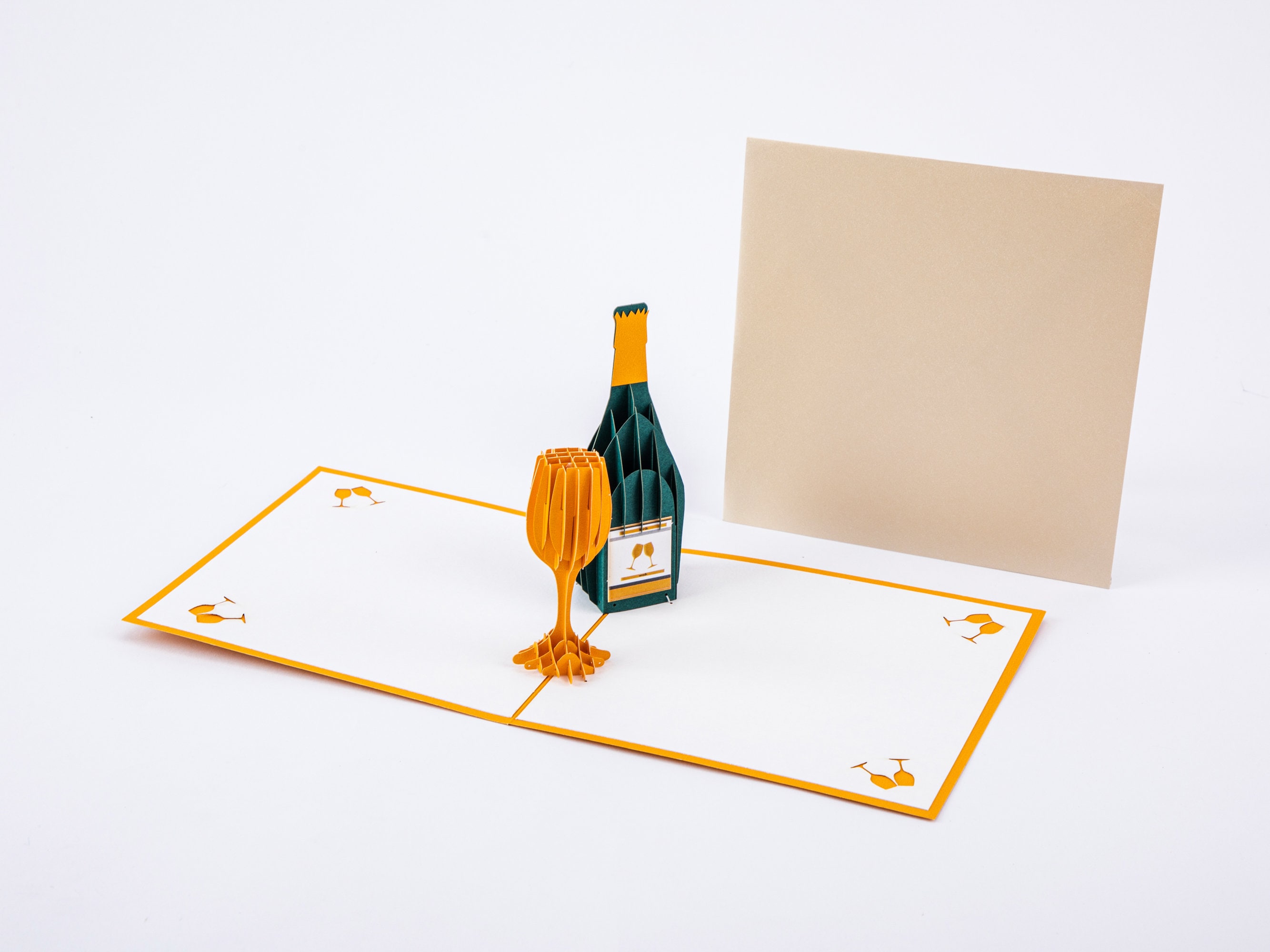 Champagne & Glass Pop-up Card Celebration Popup Card 3D Creative Unique ...