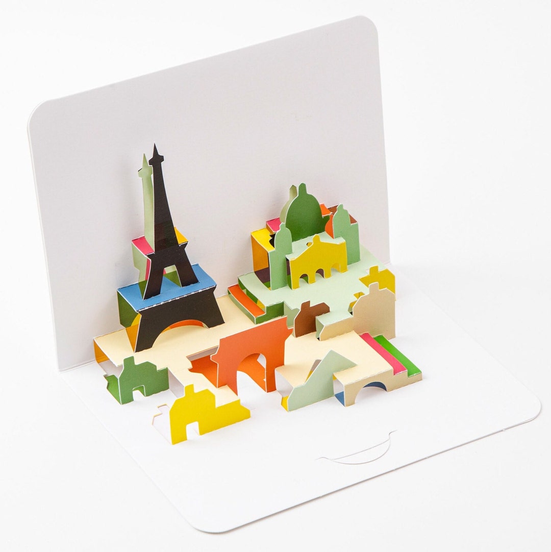Paris Skyline Pop up Greeting Card With Envelope Cute 3D Greeting Card ...