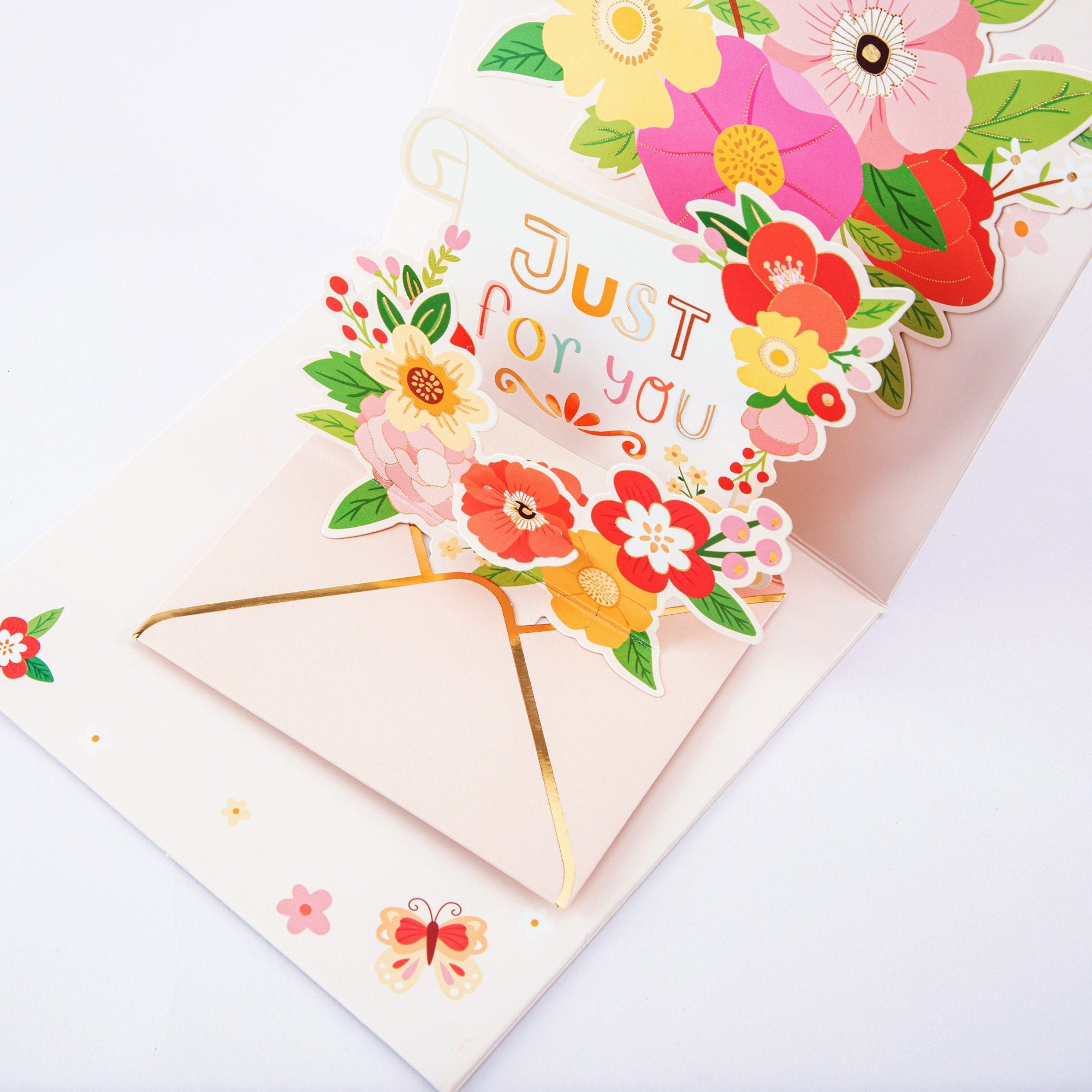 Enveloped in Blooms - Pop up Greeting Card With Envelope - Unique 3D ...