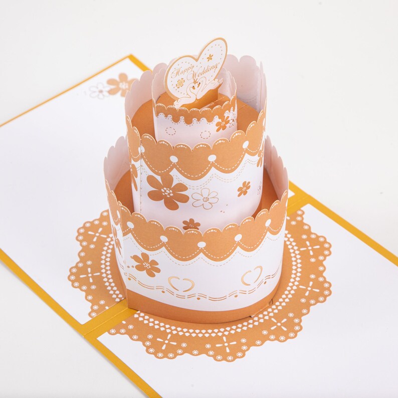 Elegant Wedding Cake Pop up Wedding Card With Envelope Unique 3D ...