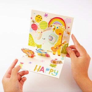 Joyful Party at the Zoo - Pop up Greeting Card With Envelope - Unique ...