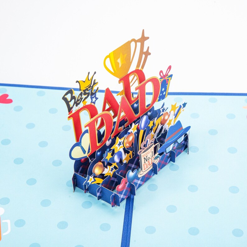 Best Dad - Pop up Father's Day Card With Envelope - Unique 3D Greeting ...