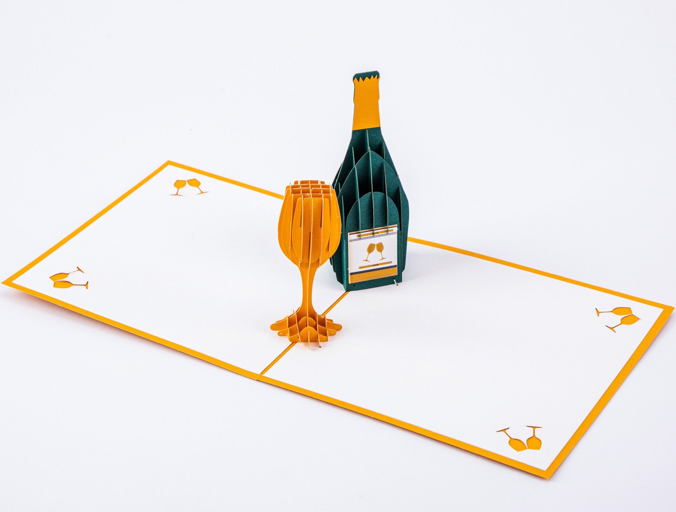 Champagne & Glass Pop-up Card Celebration Popup Card 3D Creative Unique ...