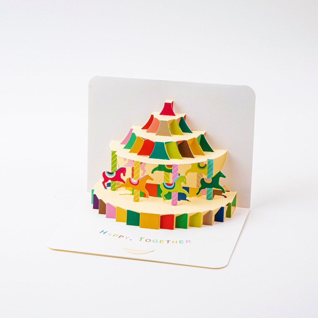 Spinning Carousel - Pop up Greeting Card With Envelope - Cute 3D ...