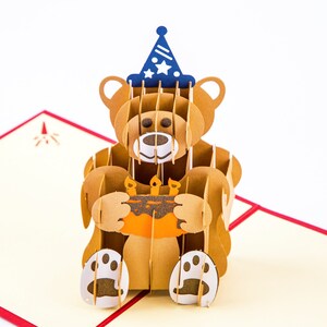 Cute Bear Birthday Popup Card - Pop up Birthday Card With Envelope ...