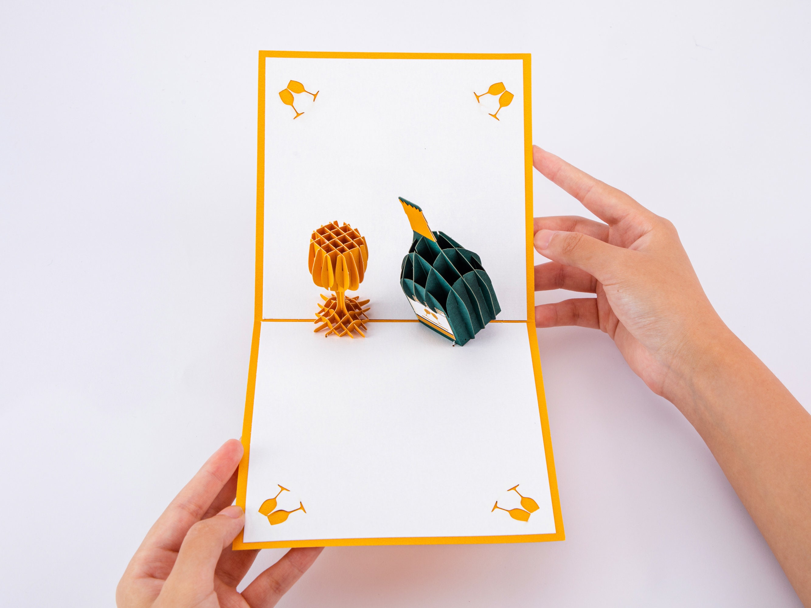 Champagne & Glass Pop-up Card Celebration Popup Card 3D Creative Unique ...