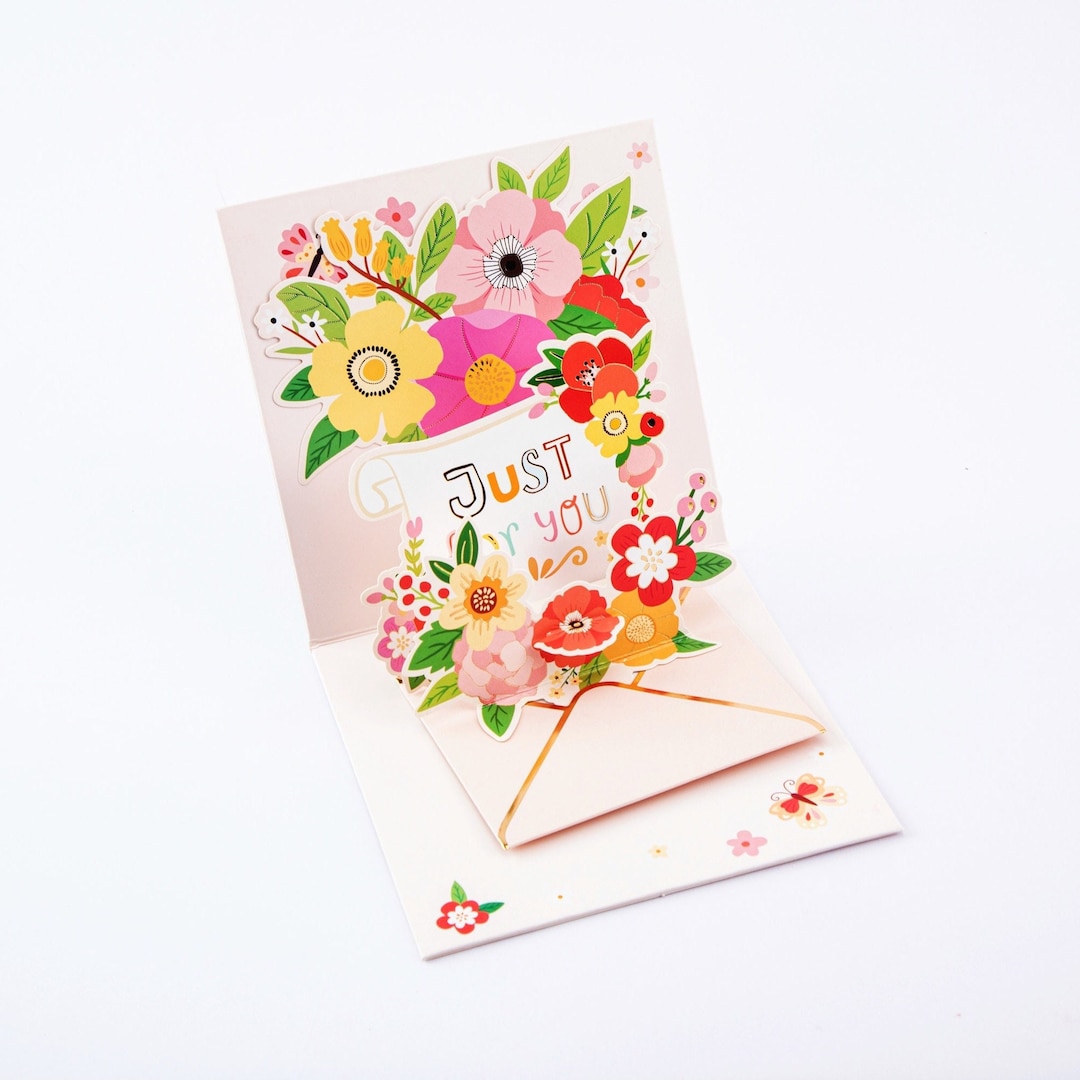 Enveloped in Blooms - Pop up Greeting Card With Envelope - Unique 3D ...