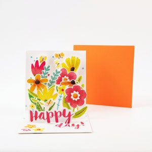 Blooming Wishes - Flower Pop up Greeting Card With Envelope - Unique 3D ...