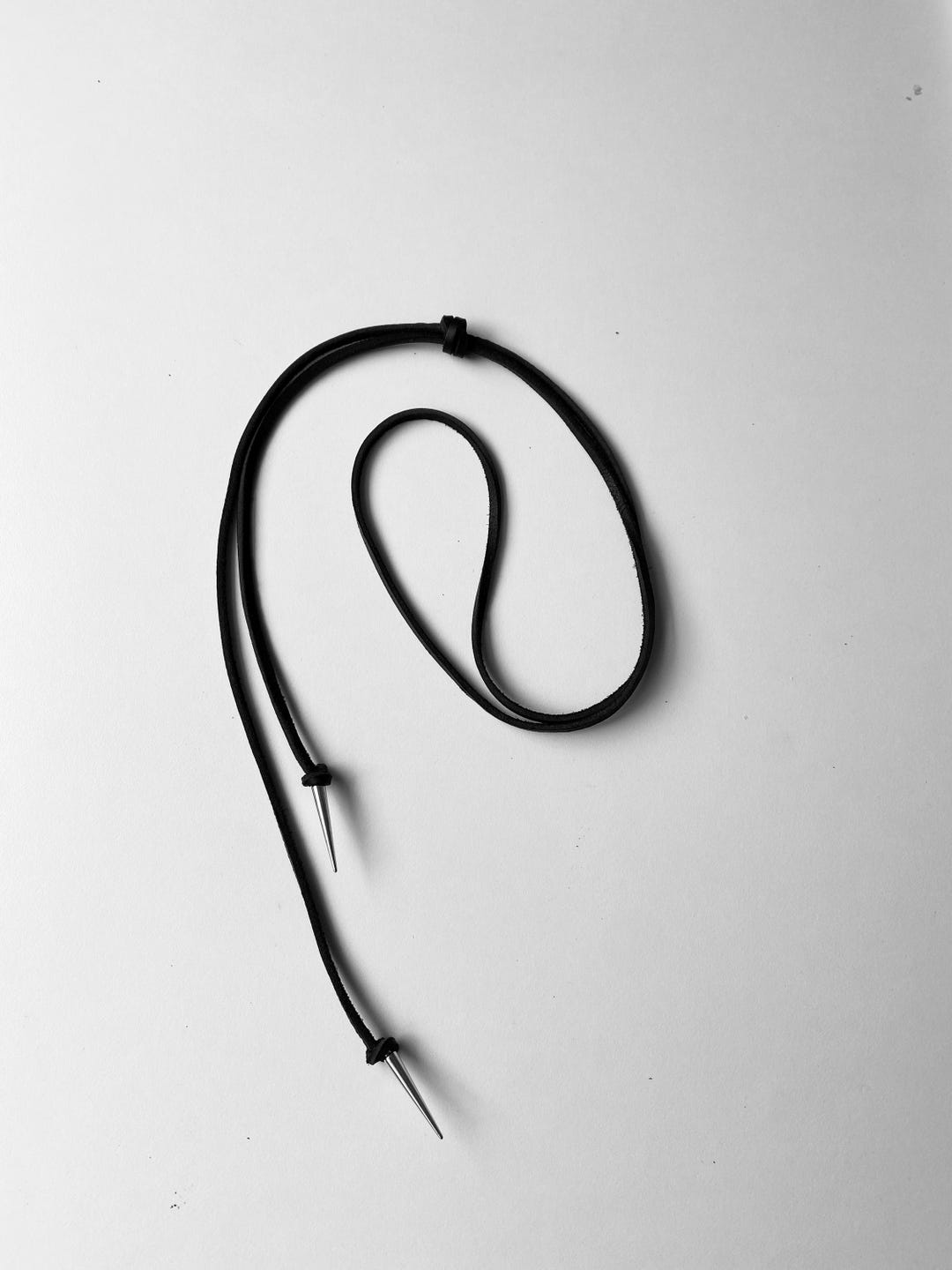 Boho Bolo Tie, Gothic Necklace, Extra Long Bolo Tie, Black Genuine ...