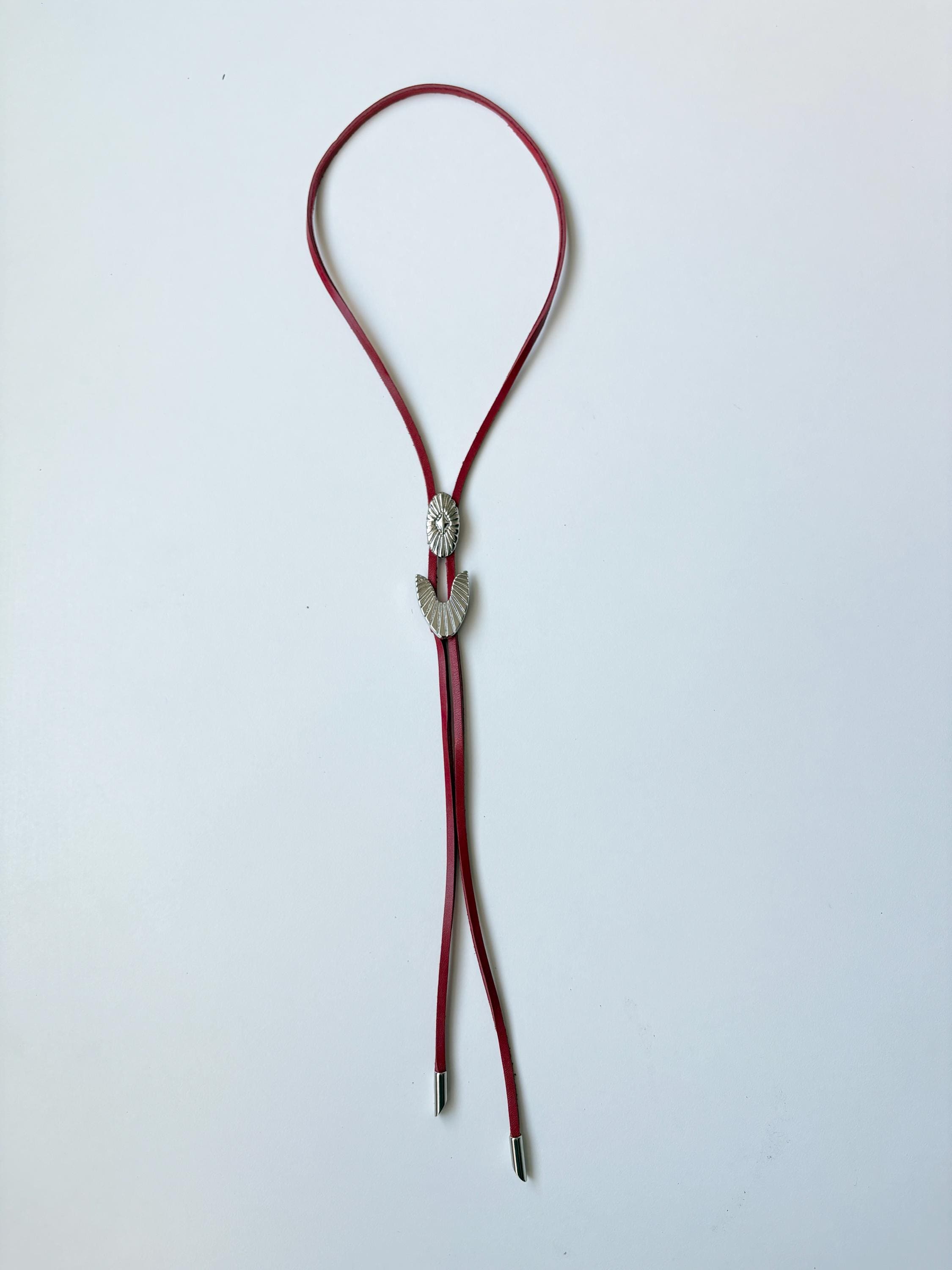 Red Leather Bolo Tie, Unisex Western Rock Chic Accessory - Etsy