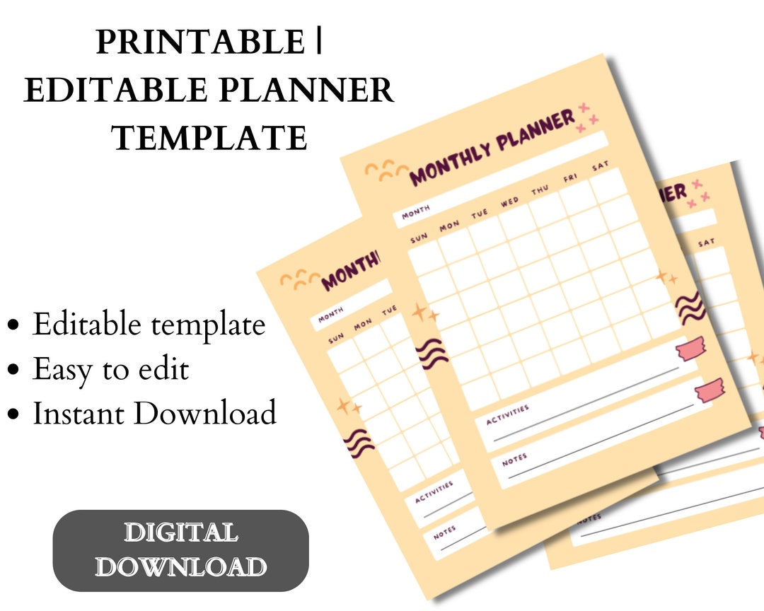 Monthly Digital Planner | Printable Planner | to Do List | Goal Tracker ...