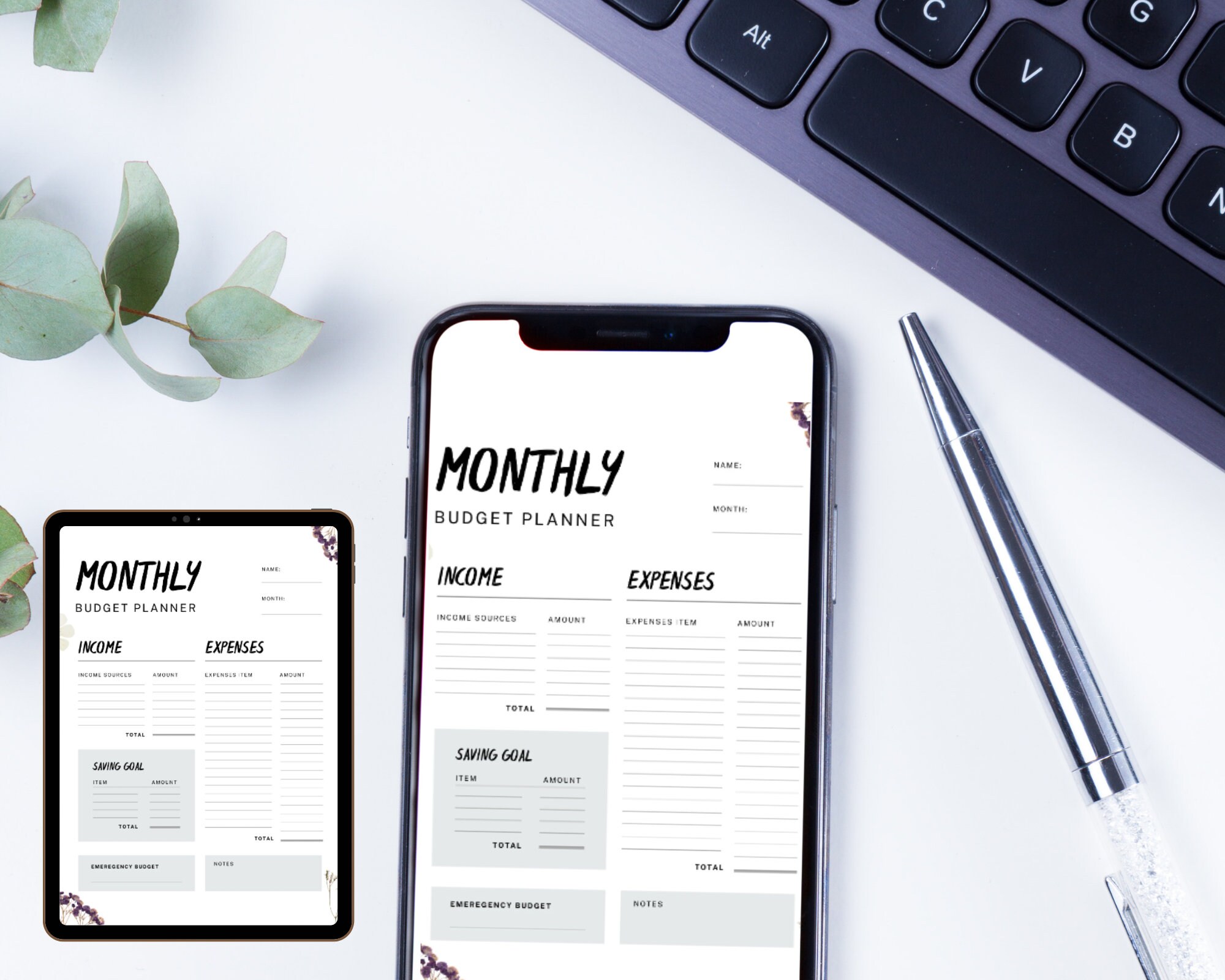 Monthly Budget Digital Planner | Printable Planner | to Do List | Goal ...