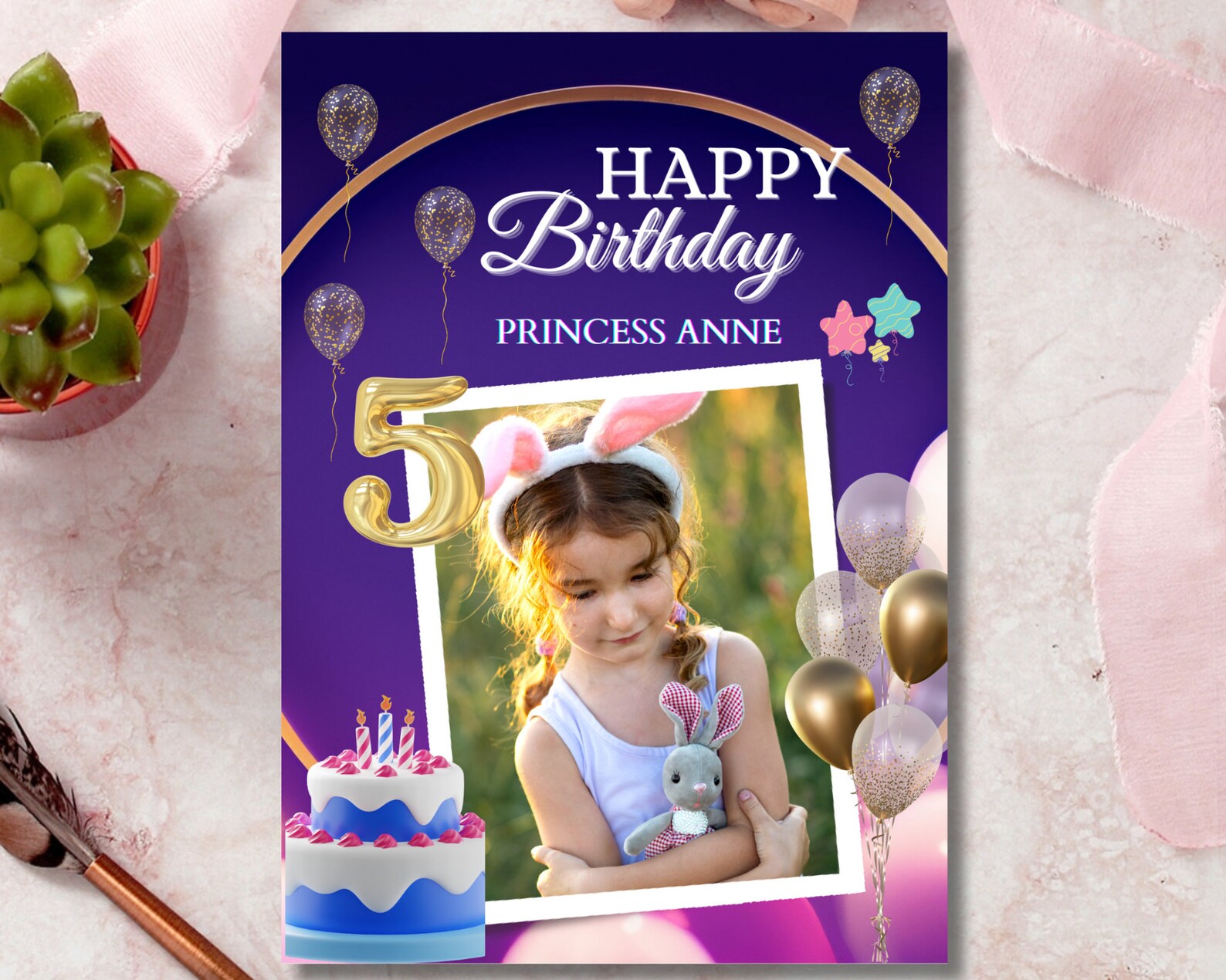 Pretty Girls Happy Birthday Card, Card Editable Card, Downloadable ...