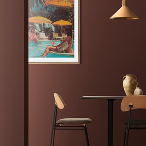 Vintage 1970s Pool Print Retro Style Holiday Art Home Decor Wall Art ...