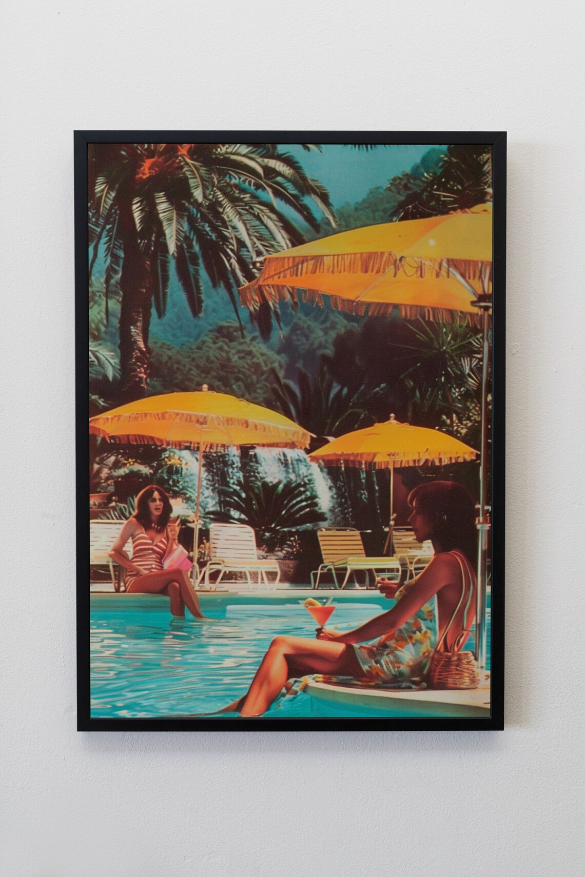 Vintage 1970s Pool Print Retro Style Holiday Art Home Decor Wall Art ...