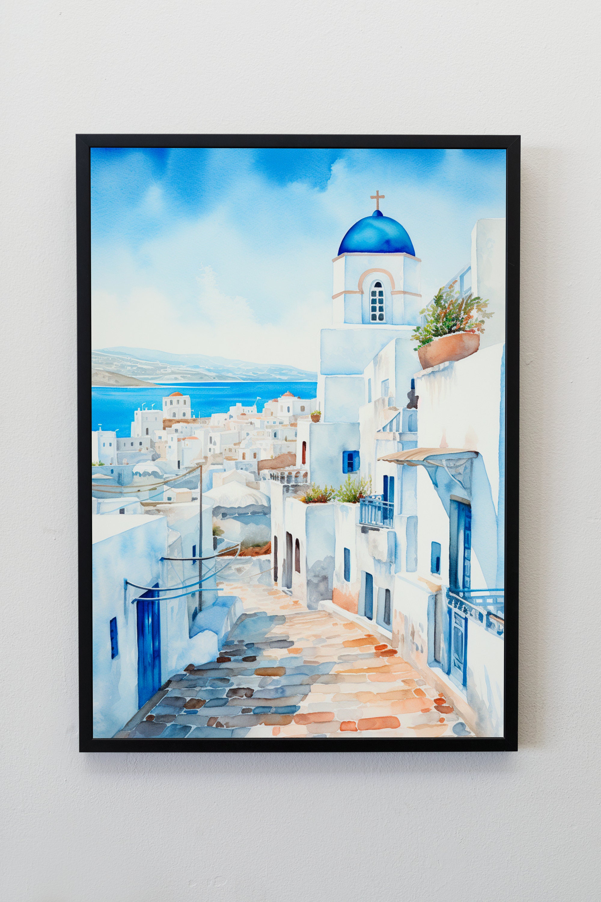 Mykonos Watercolour Print Mykonos Watercolour Painting Greece Wall ...