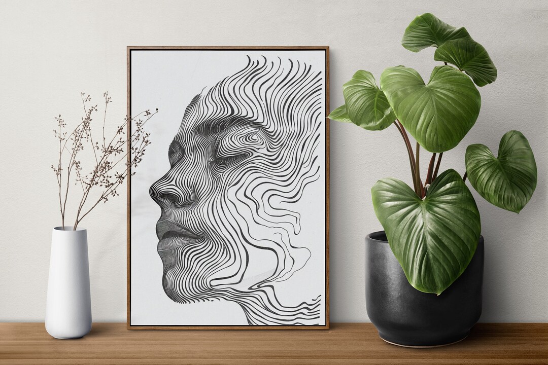 Woman Line Art Portrait Feminist Line Print Minimalist Print Neutral ...