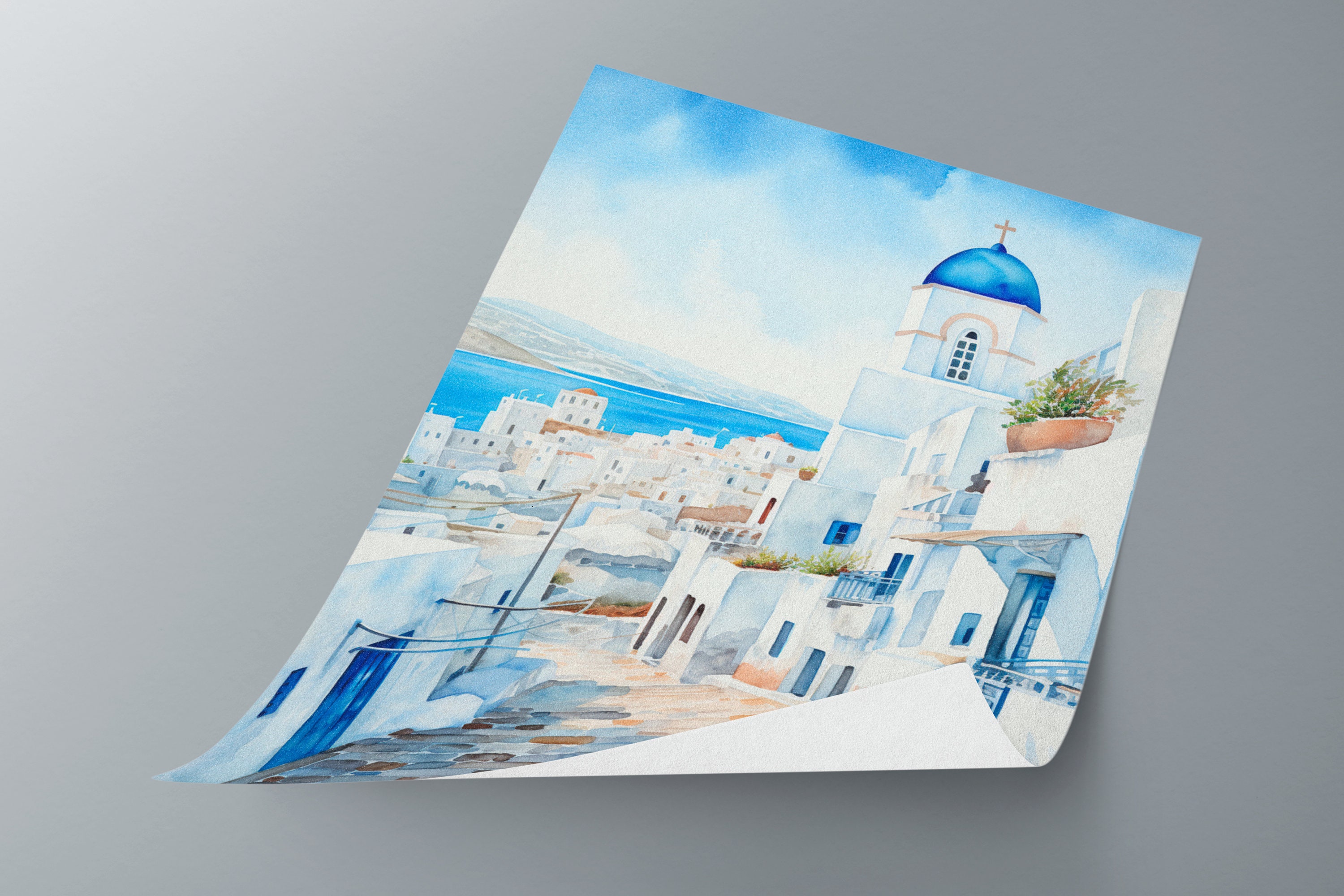 Mykonos Watercolour Print Mykonos Watercolour Painting Greece Wall ...