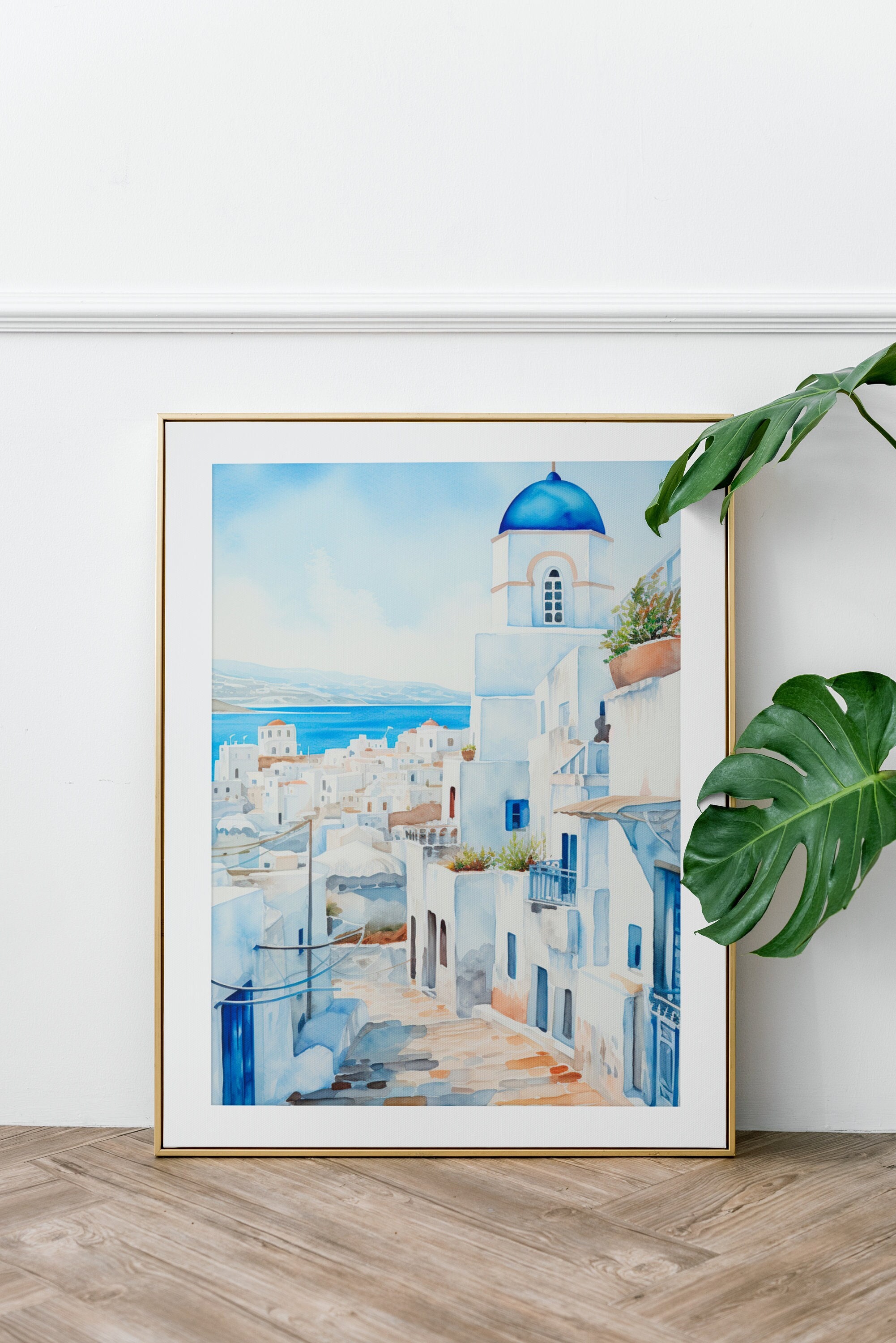 Mykonos Watercolour Print Mykonos Watercolour Painting Greece Wall ...