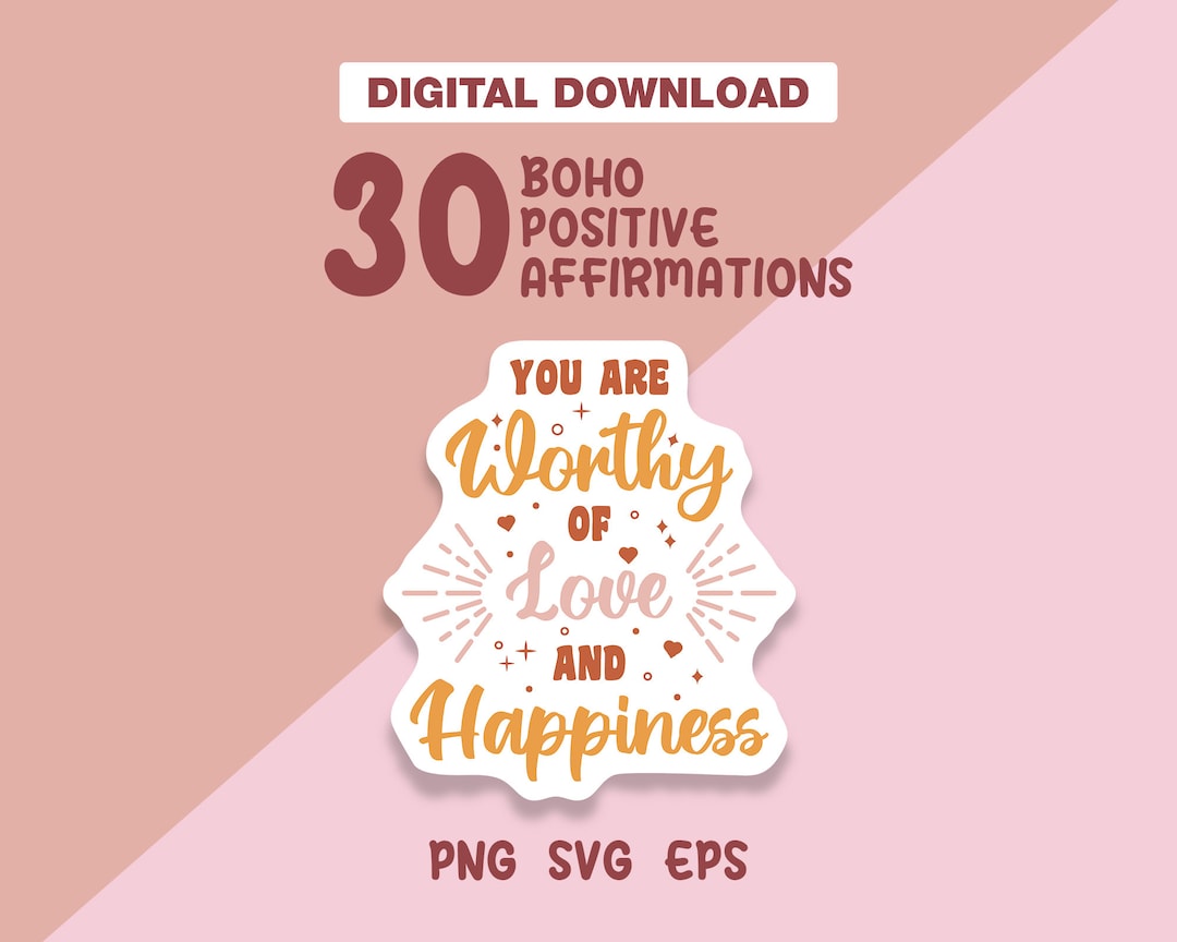 30 Boho Positive Affirmations Svg Bundle Vol 1, Motivational Quotes ...