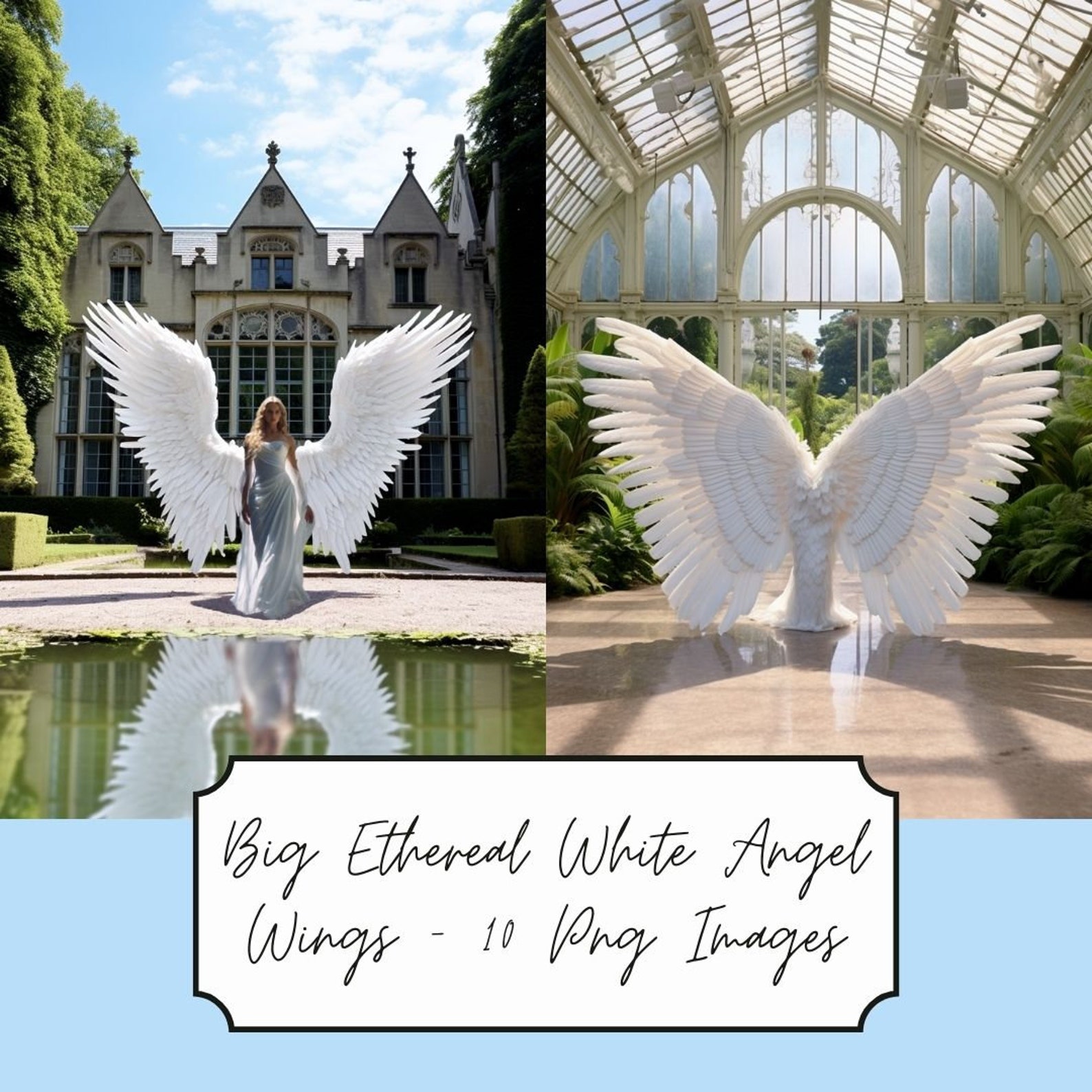 Big White Angel Wings in a Palace Garden - Digital Backdrops for ...