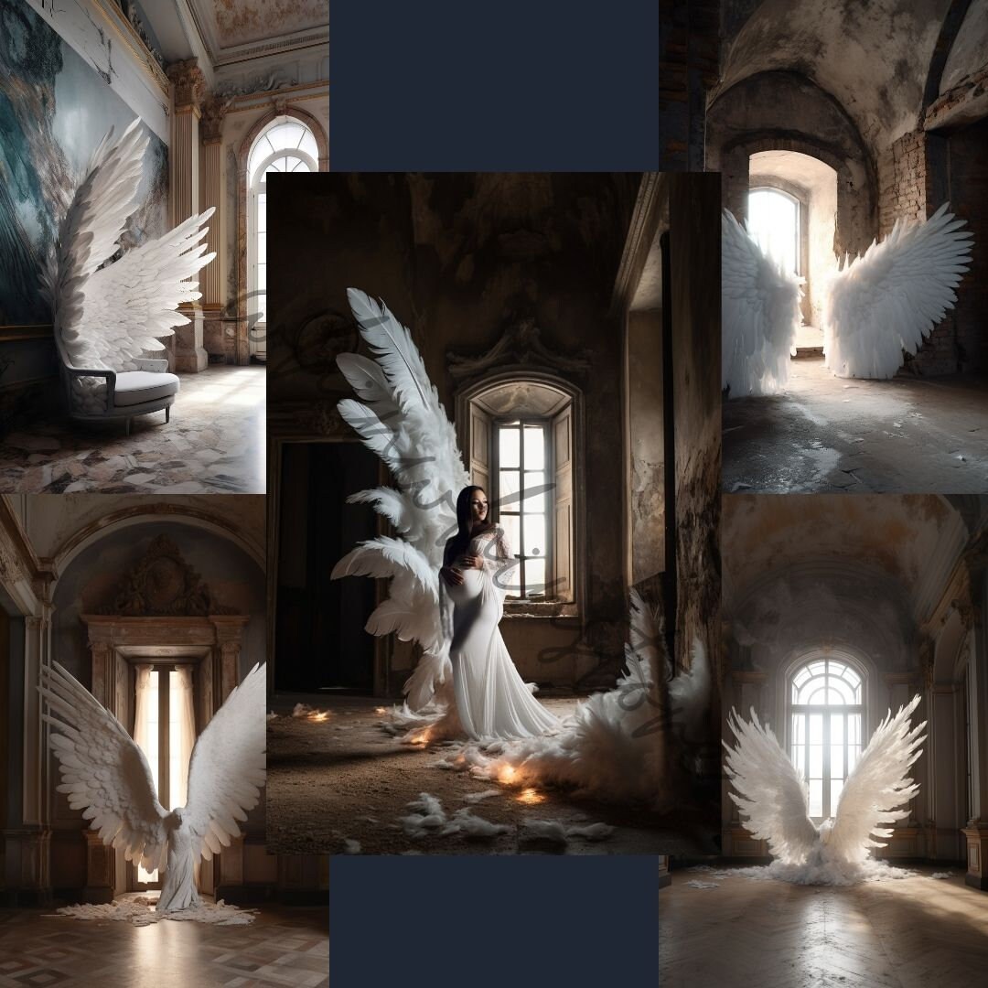 Digital Backdrops With Angel Wings for Maternity and Bridal Portraits ...