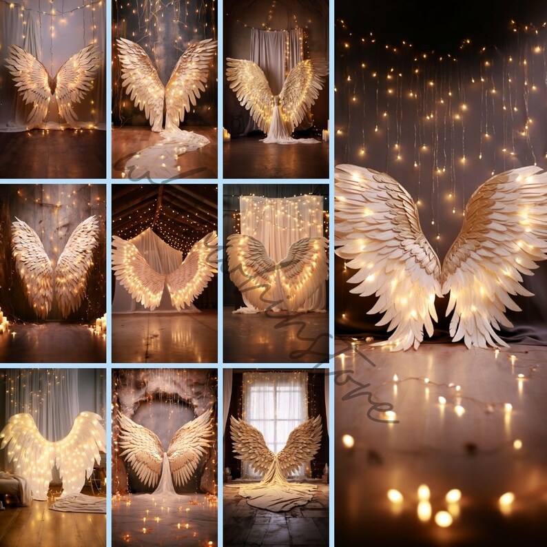 Digital Backdrops With Angel Wings for Maternity and Bridal Portraits ...