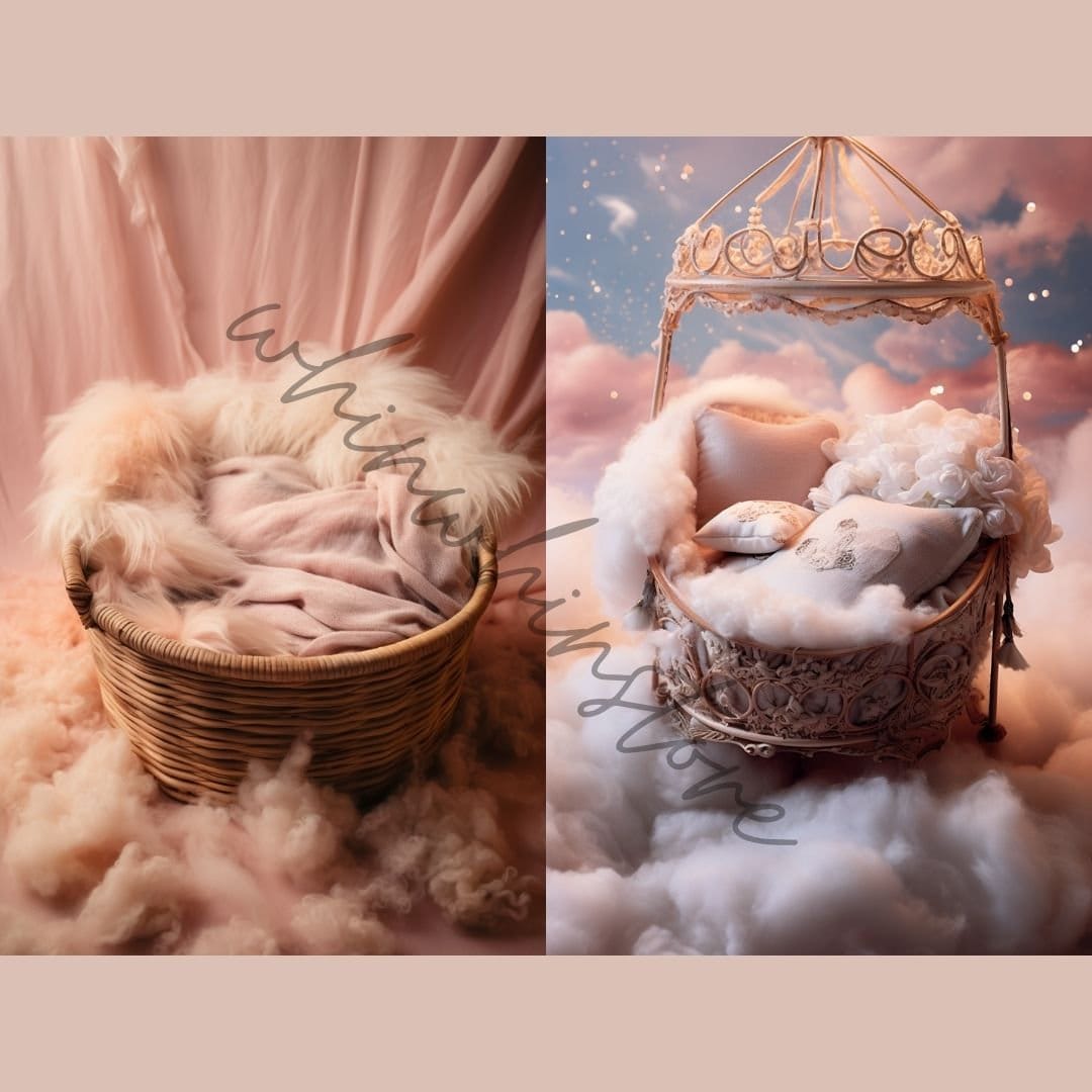 Newborn Baby - 10 PNG Digital Backdrops - Nursery Photoshop Scenes ...