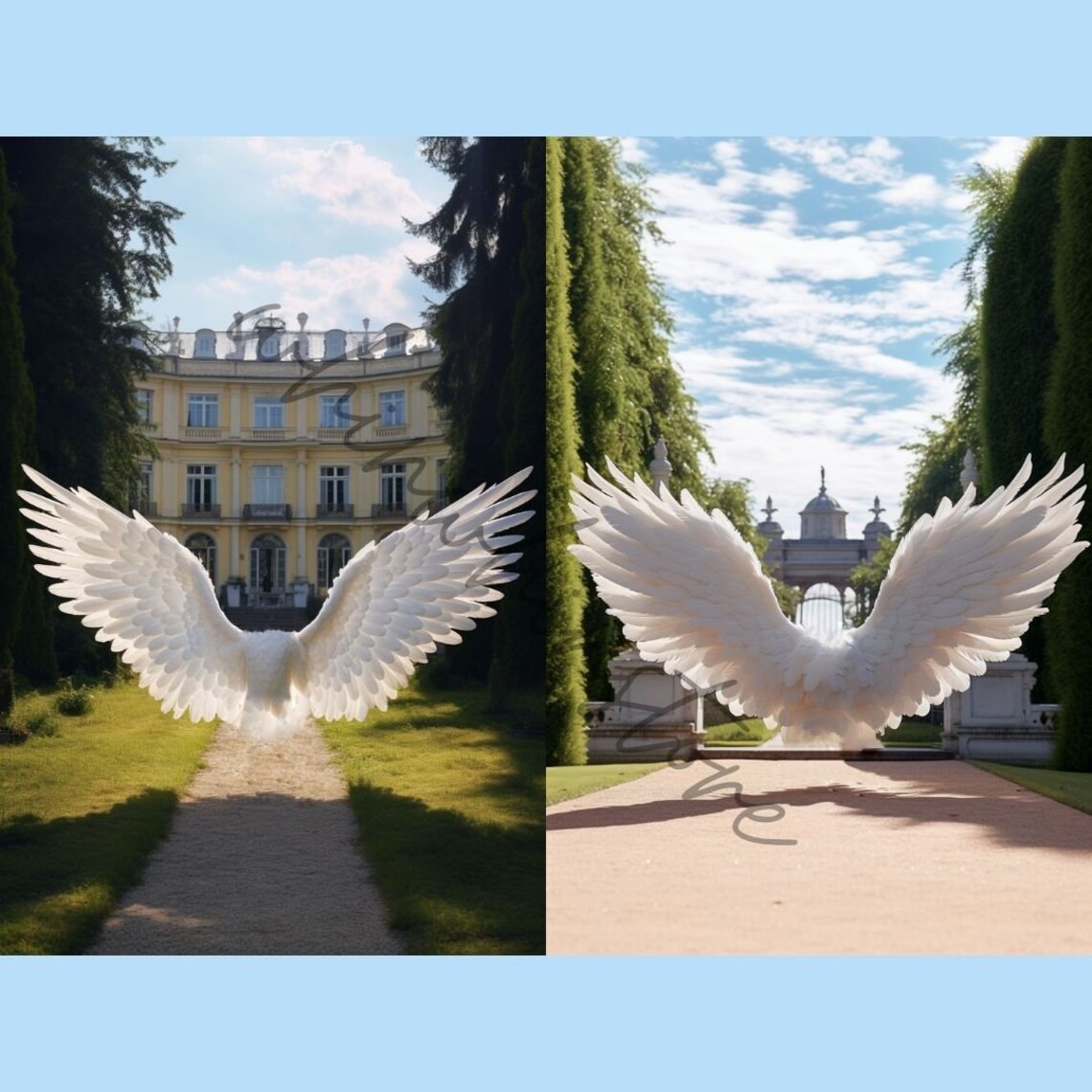 Big White Angel Wings in a Palace Garden - Digital Backdrops for ...